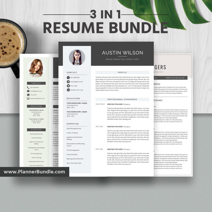 Modern Resume Bundle for Microsoft Word, Professional Resume Template ...
