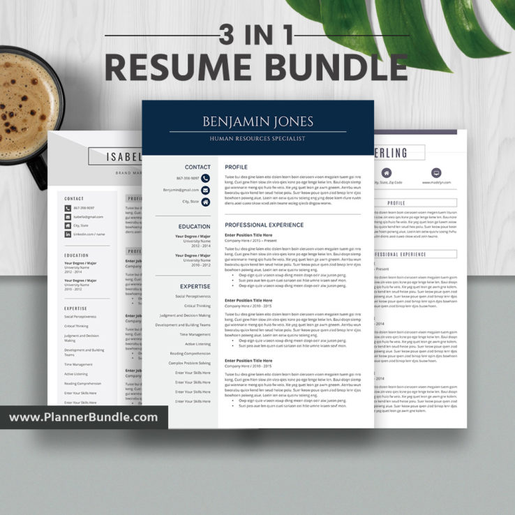 Minimalist Resume Bundle for Word, Professional CV Template, Modern ...