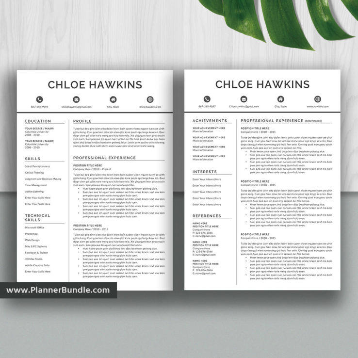 Clean Resume Bundle for Microsoft Word, Student CV Template, Simple and ...