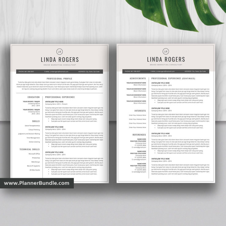 Modern Resume Bundle for Microsoft Word, Professional Resume Template ...