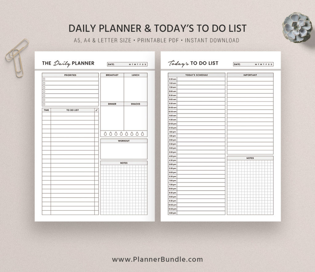 Planner Bundle, Daily, Weekly, Monthly, To Do, Notes, A4, Letter Size ...