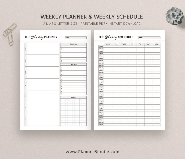 Planner Bundle, Daily, Weekly, Monthly, To Do, Notes, A4, Letter Size ...