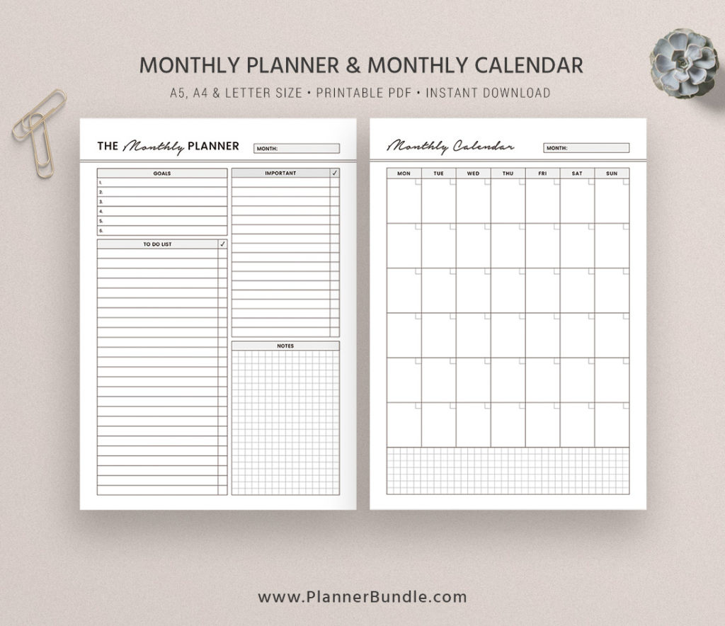 Planner Bundle, Daily, Weekly, Monthly, To Do, Notes, A4, Letter Size ...
