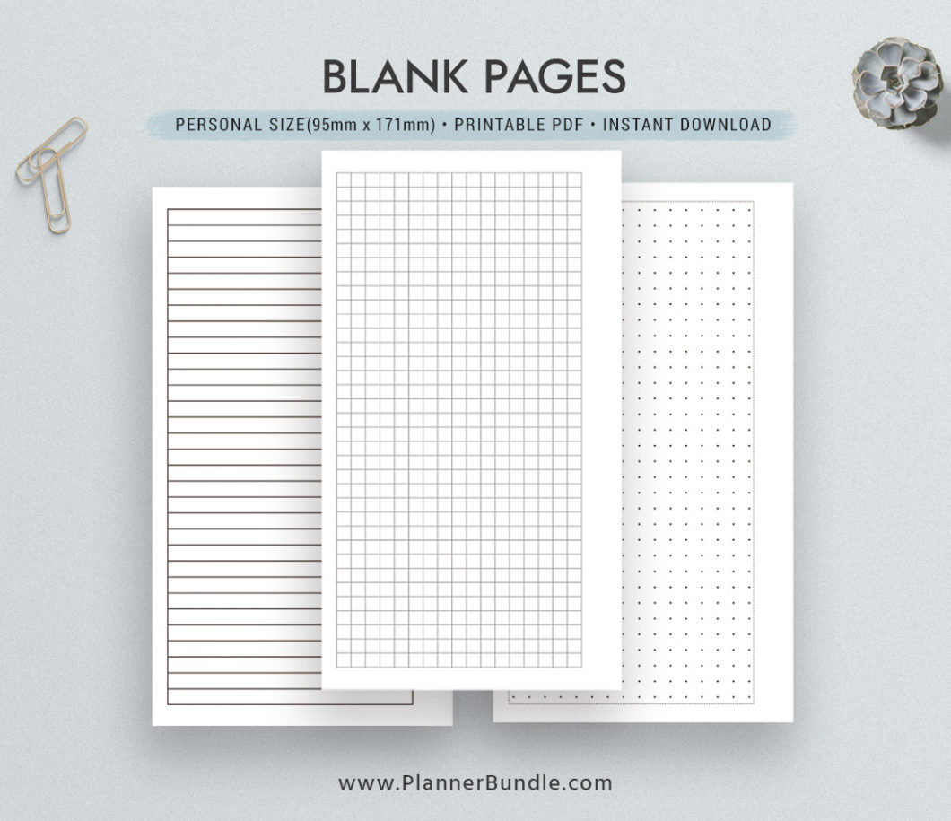 Blank Page, Printable Personal Size Inserts, Planner Refill, Filofax ...