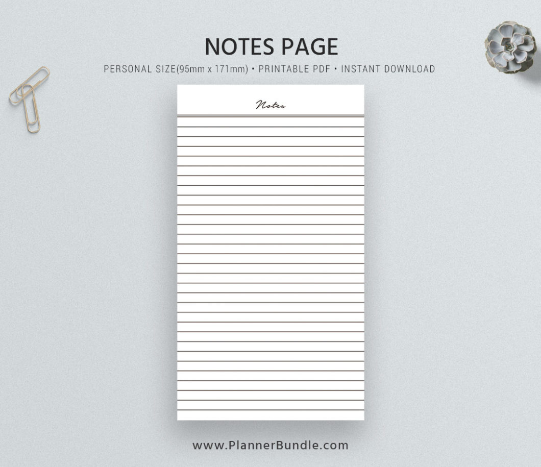 Printable Books To Read, Notes Page, Personal Size, Planner Inserts ...