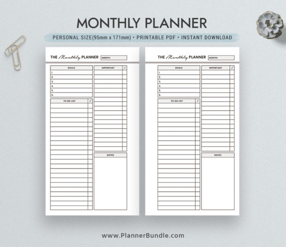 Planner Templates – Personal Size – PlannerBundle.com