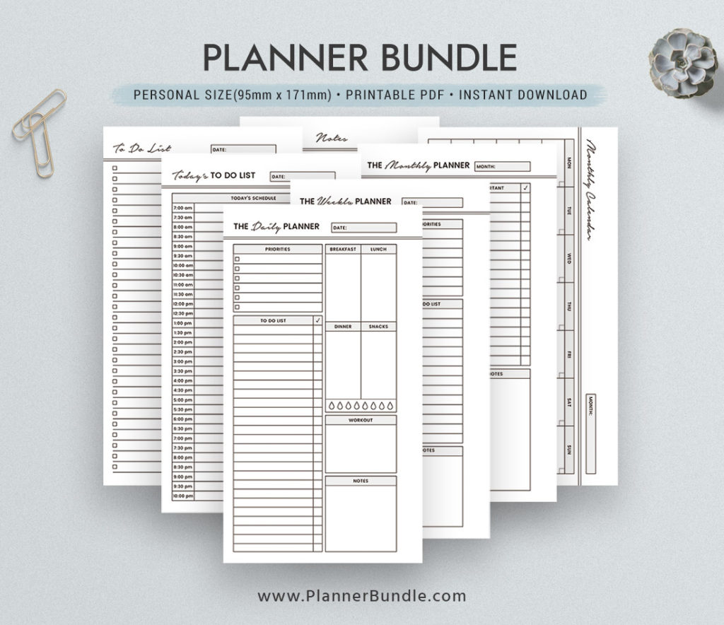 Planner Bundle, Daily, Weekly, Monthly, To Do, Notes, Planner Inserts ...