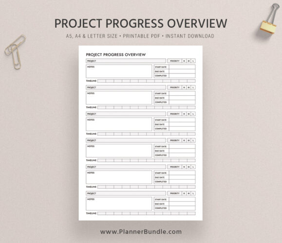 Project Planner, Productivity Planner, Project Progress Overview ...